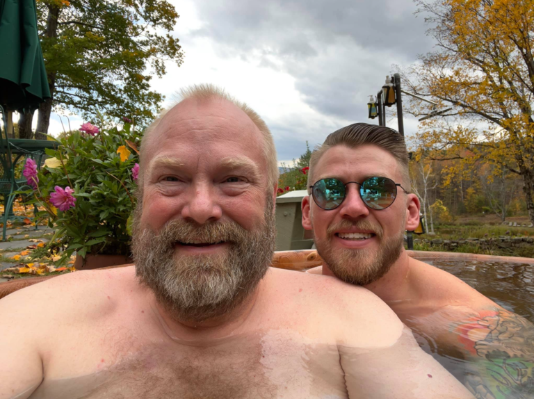 Aaron and Nate Hot Tub Oct 2021 | Vermont Gay Male Rock River B&B ...